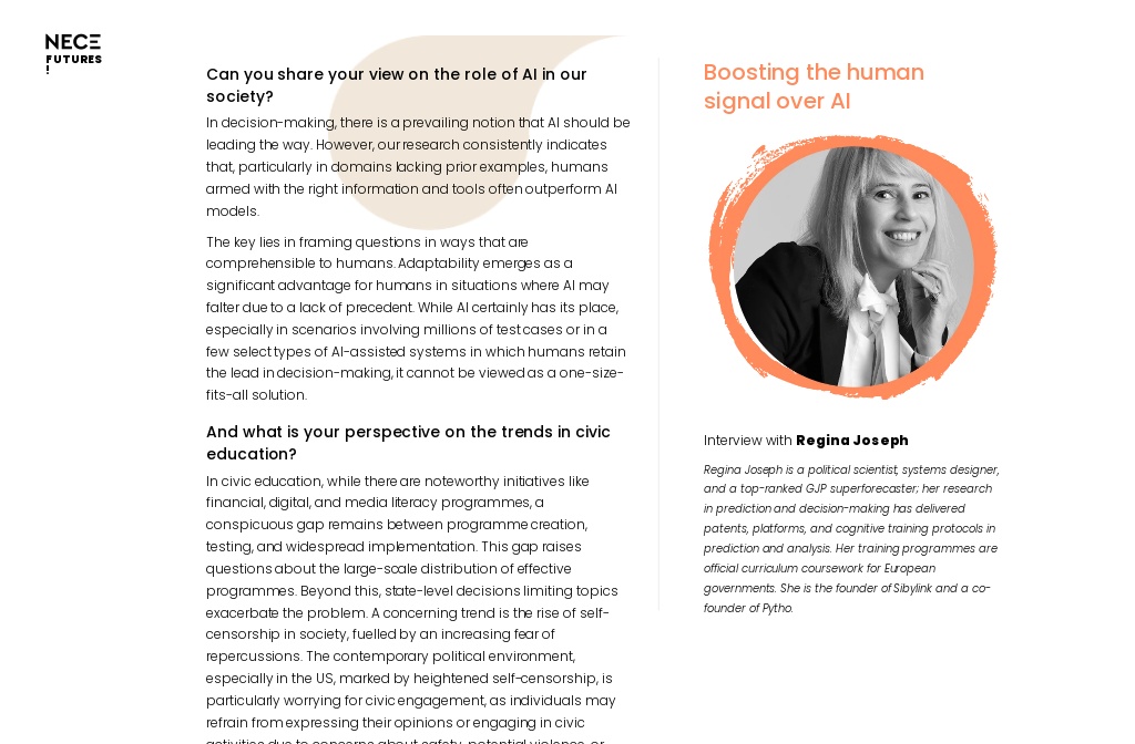 NECE Magazine FUTURES — Boosting the human signal over AI