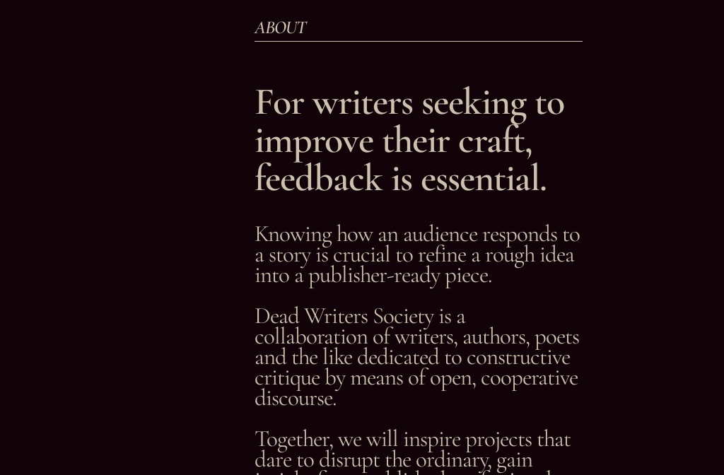 Dead Writers Society — ABOUT