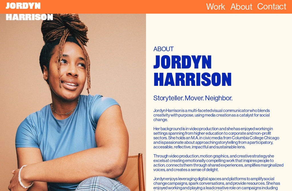 Jordyn Harrison | Art Director Crafting Videos for Social Impact — ABOUT