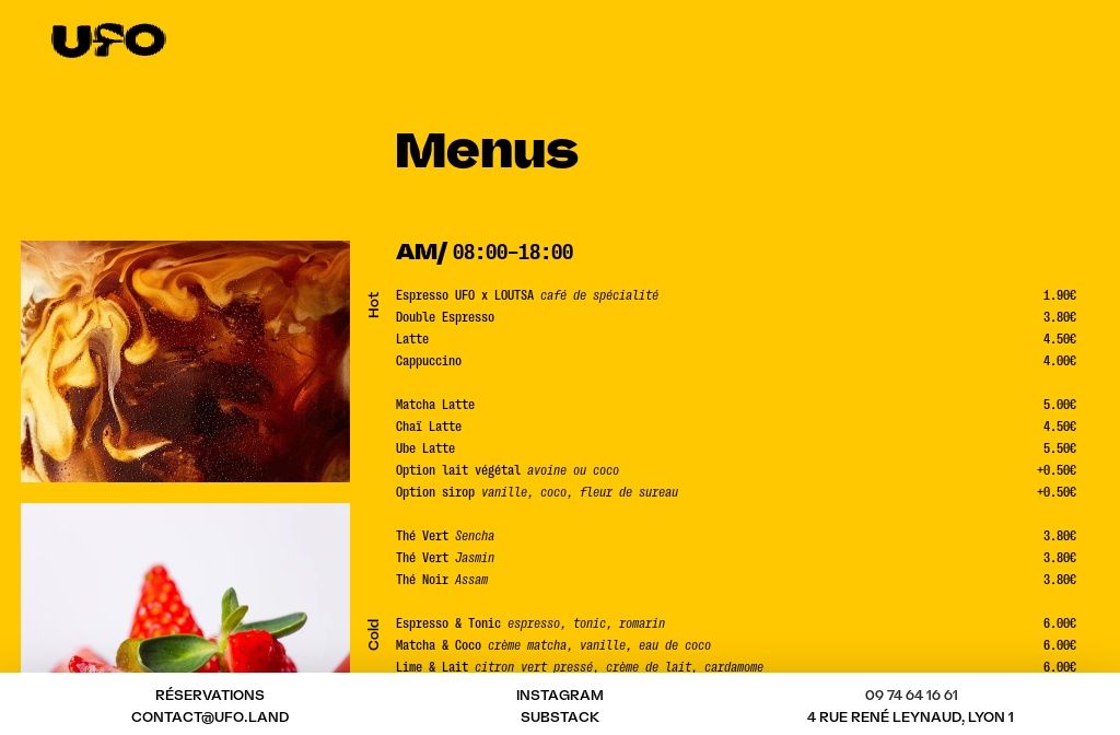 UFO - LYON 1 — Menus