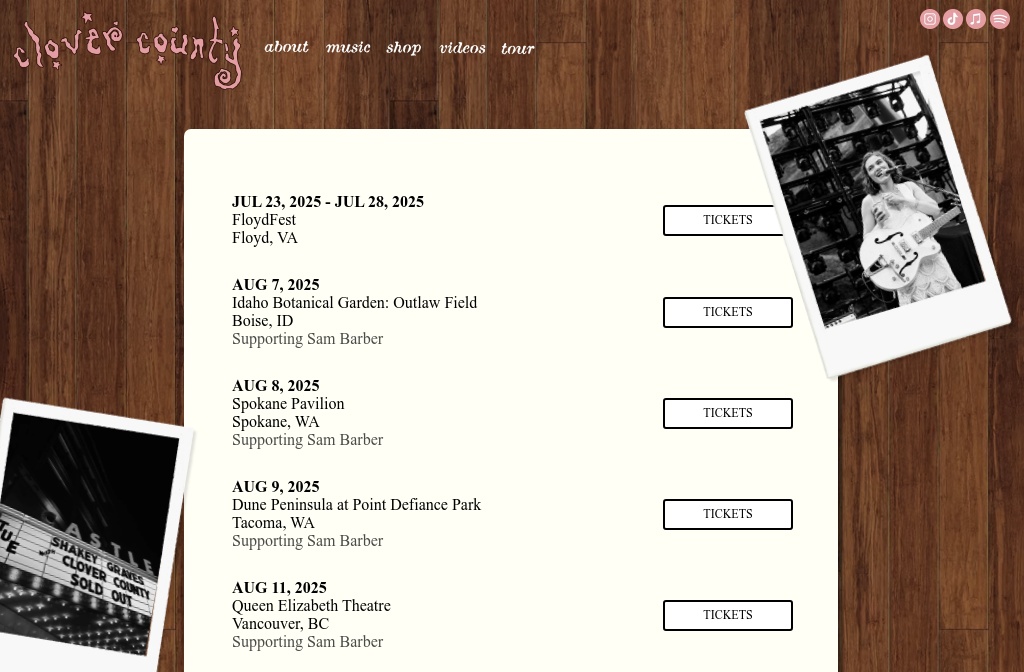 CLOVER COUNTY — tour