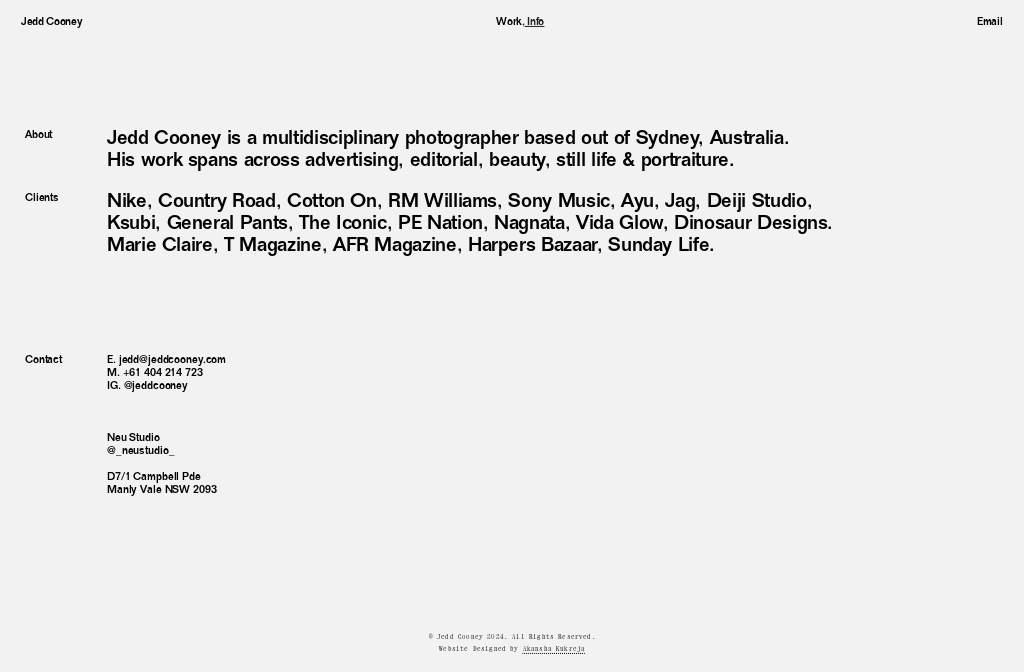 Jedd Cooney | Photographer — Info 2.0