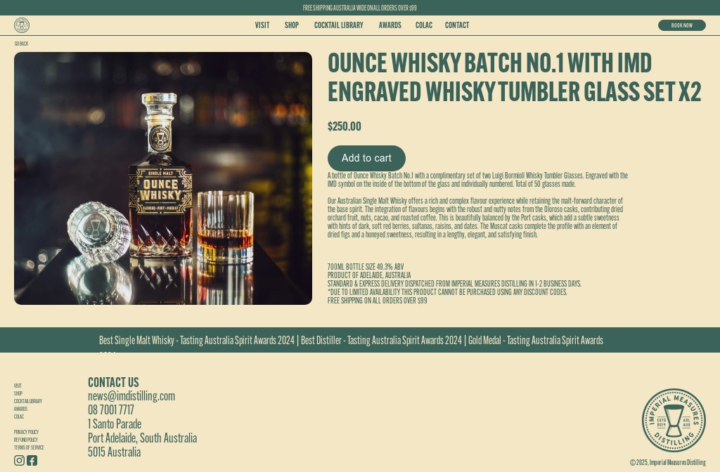 Imperial Measures Distilling — Ounce 'Whisky' with IMD Engraved Whisky ...