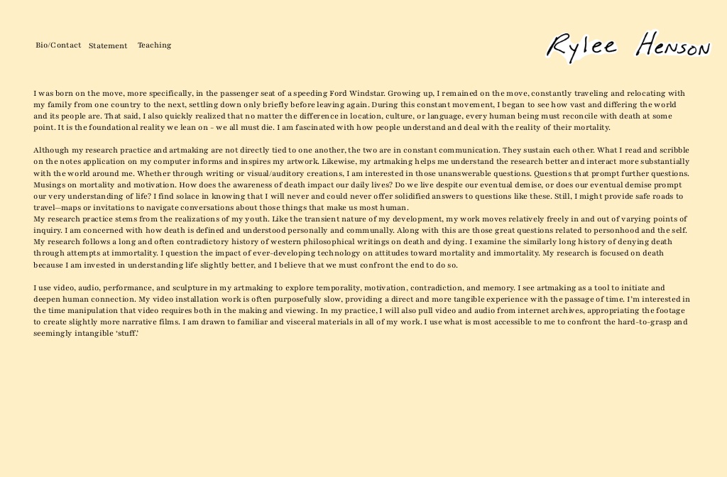 rylee henson — Statement