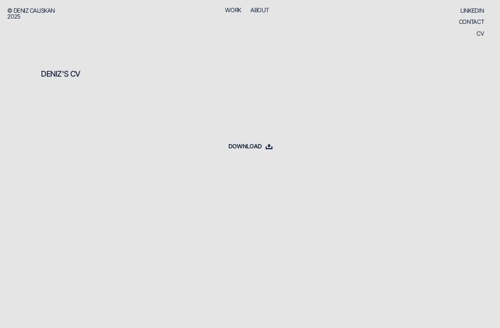 Deniz Caliskan Portfolio — CV