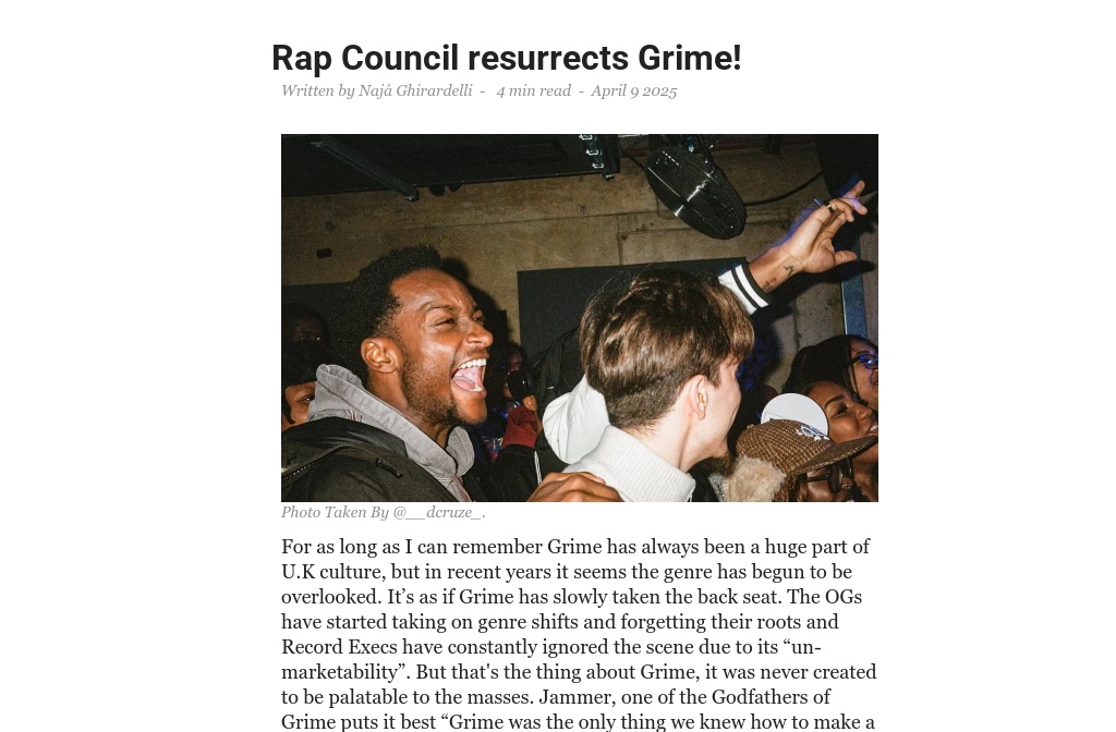 Noize Magazine — Rap Council Ressurcts Grime