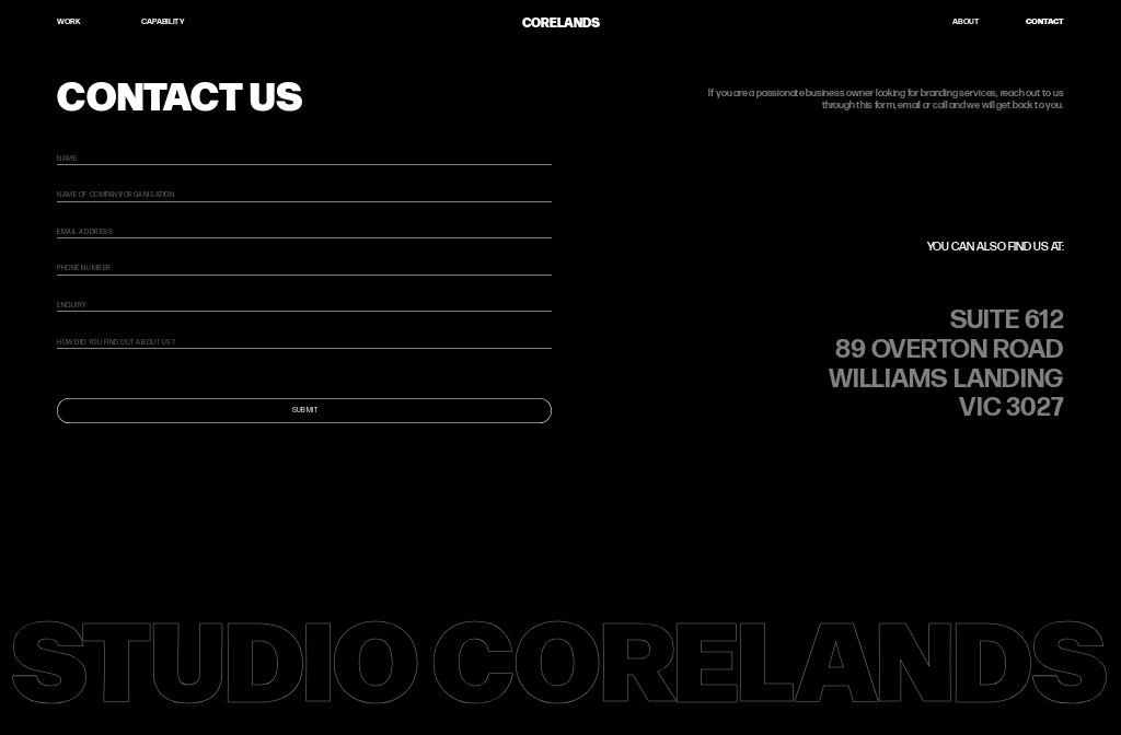 Studio Corelands — CONTACT US