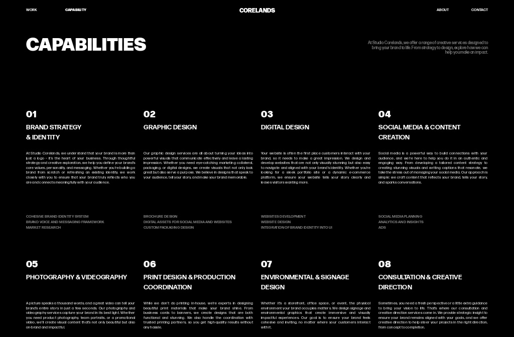 Studio Corelands — CAPABILITY
