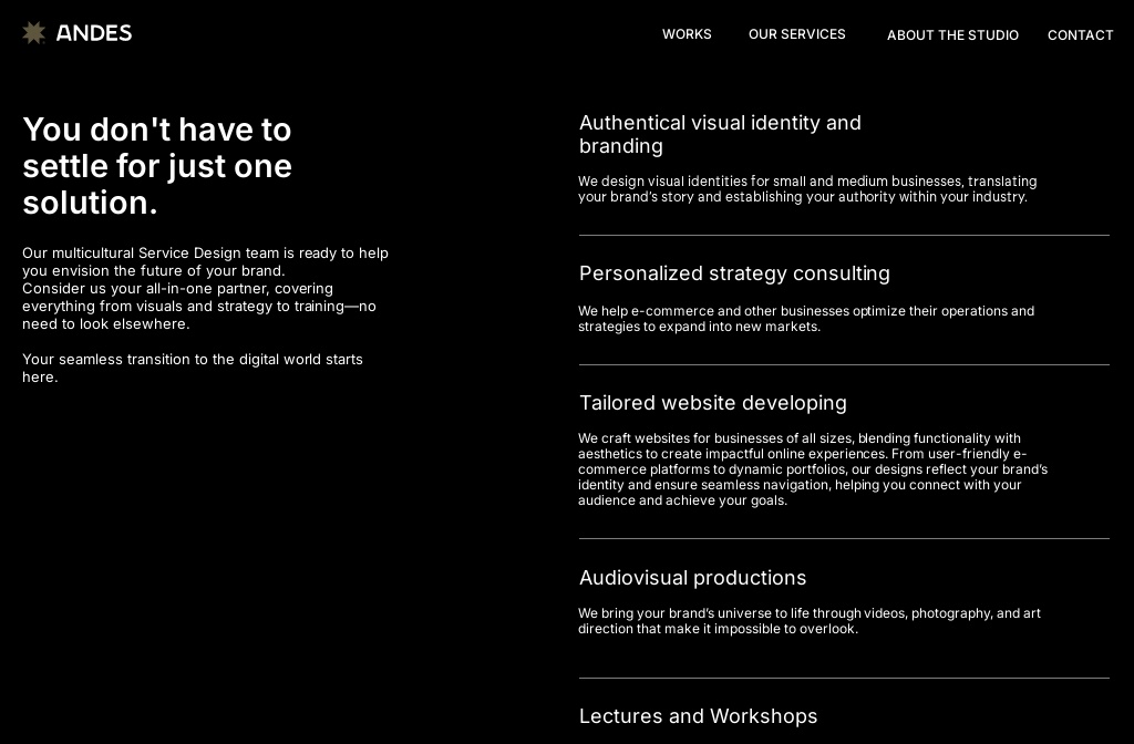 Estudio Andes I Brand Identity I Service Design — Our Services