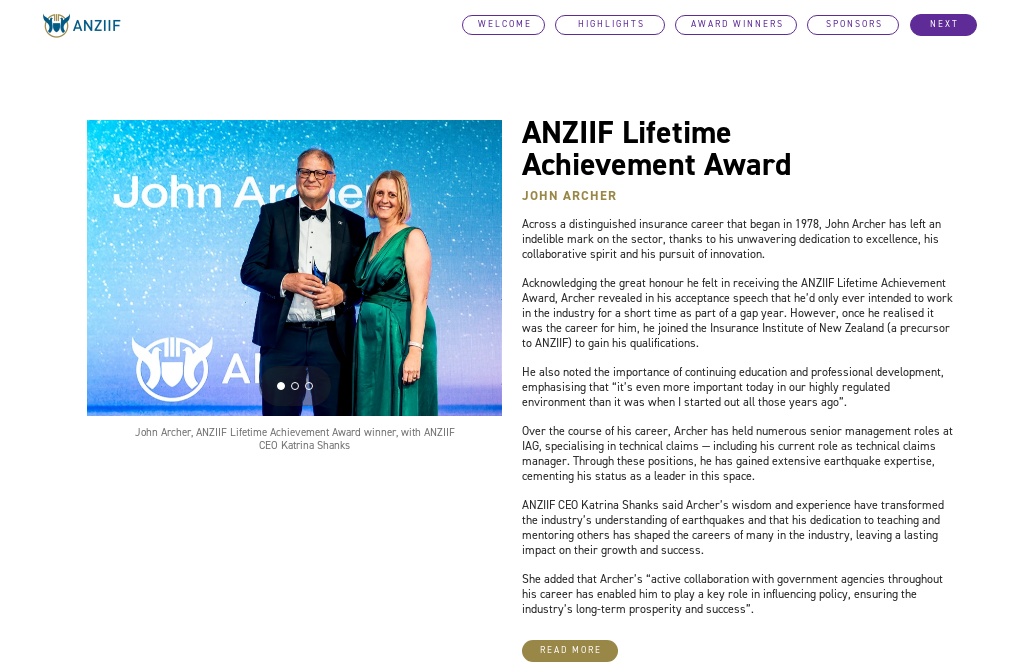 ANZIIF NZ Awards — LIFETIME ACH WINNER 1