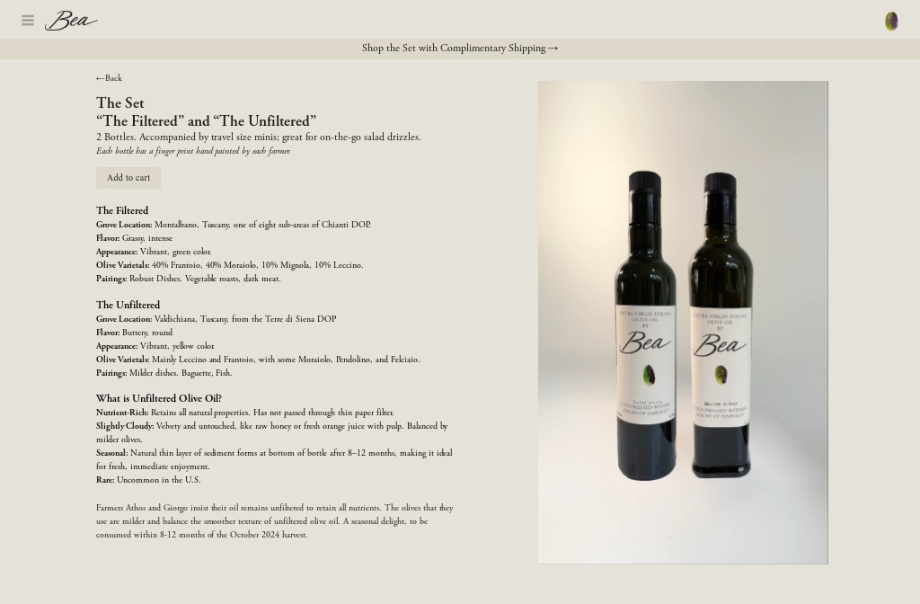 Bea Olive Oil — The Set