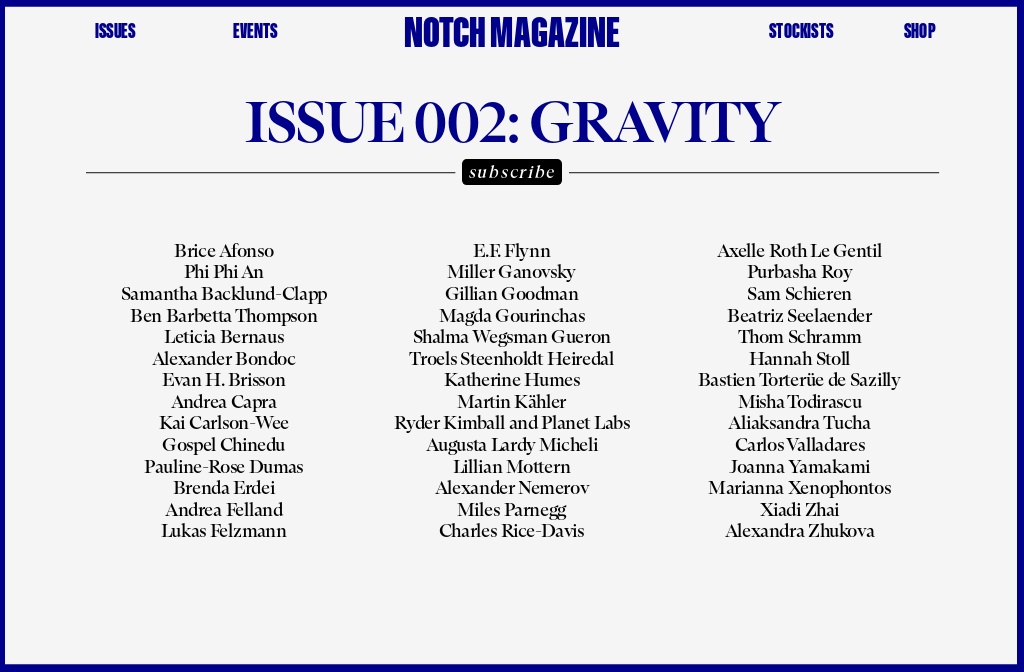 Notch Magazine — gravity