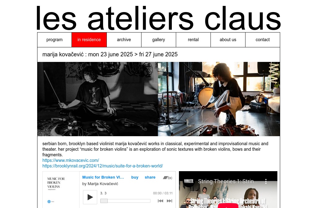 les ateliers claus — in residence