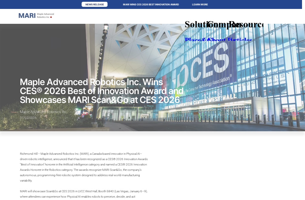 Maple Advanced Robotics Inc. — CES2026 Events page