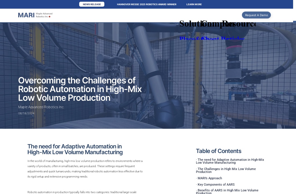 Maple Advanced Robotics Inc. — mari article - overcoming