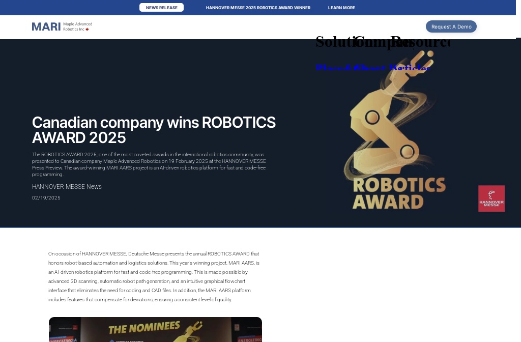 Maple Advanced Robotics Inc. — article - hannover messe