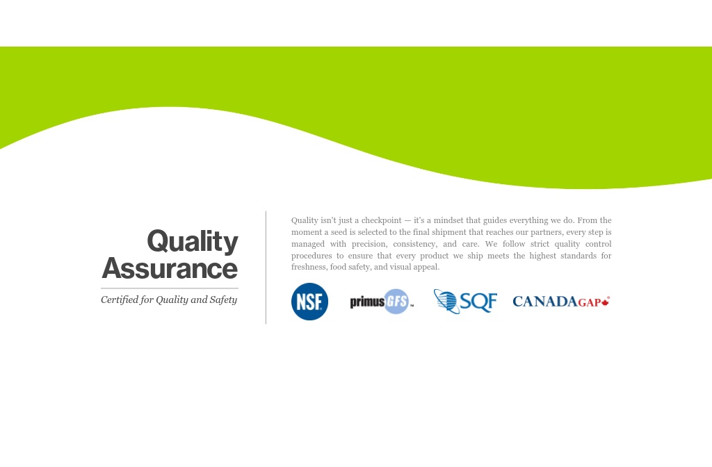 Bayshore Family Farms — Quality Assurance