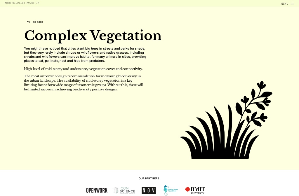 When wildlife moves in — Complex Vegetation